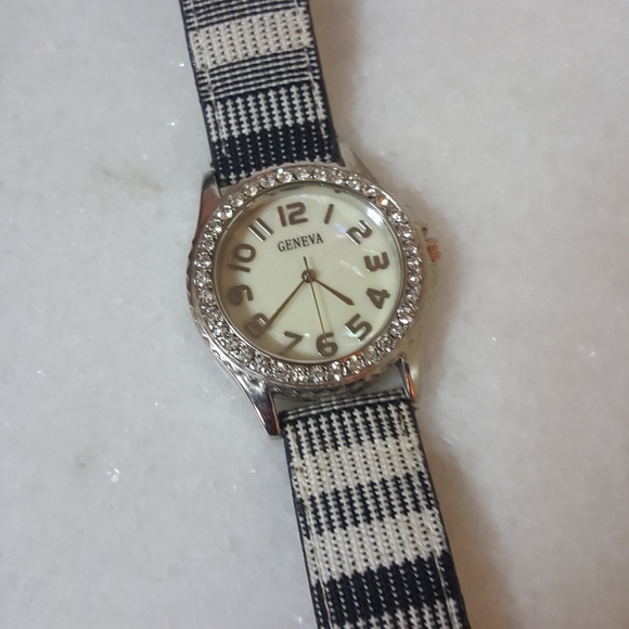 Geneva | Accessories | Geneva Black White Striped Watch | Poshmark